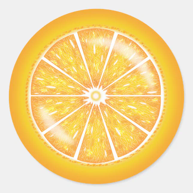 Orange Citrus Fruit Slice Illustration Classic Round Sticker | Zazzle