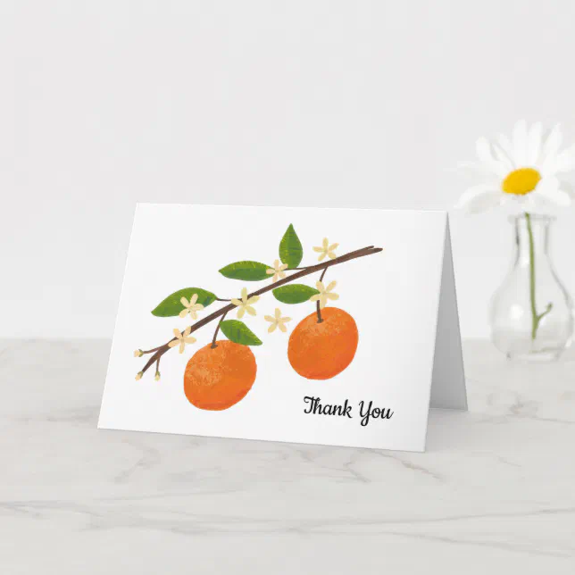 Orange Citrus Fruit Tree Blossoms Thank You Card | Zazzle