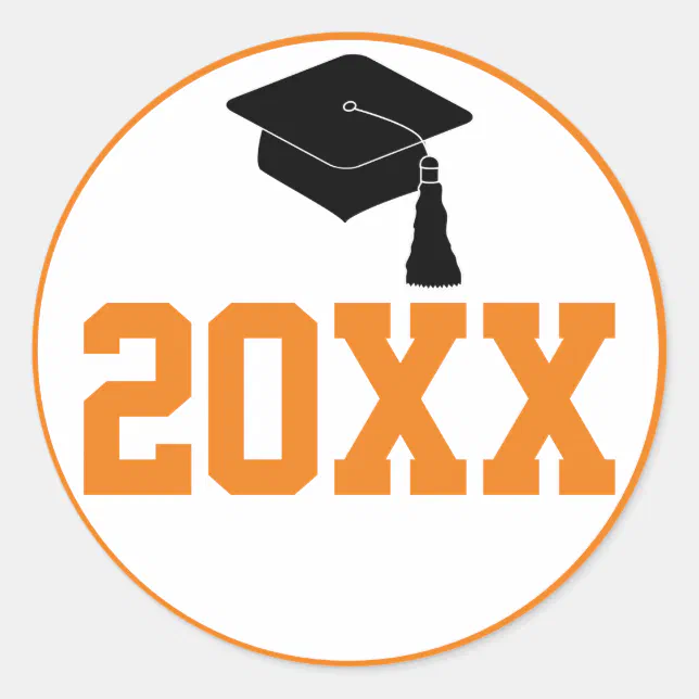 Orange Class Year Graduation Party Classic Round Sticker | Zazzle