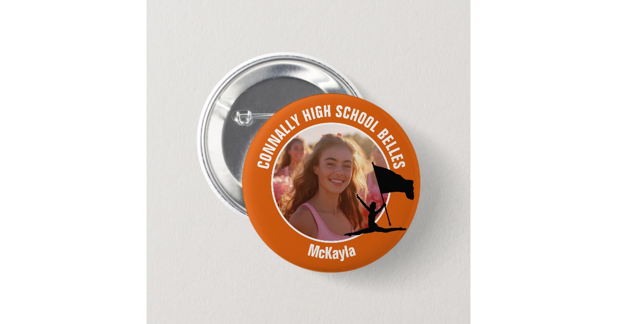 Orange Color Guard Photo High School Dancer Button | Zazzle