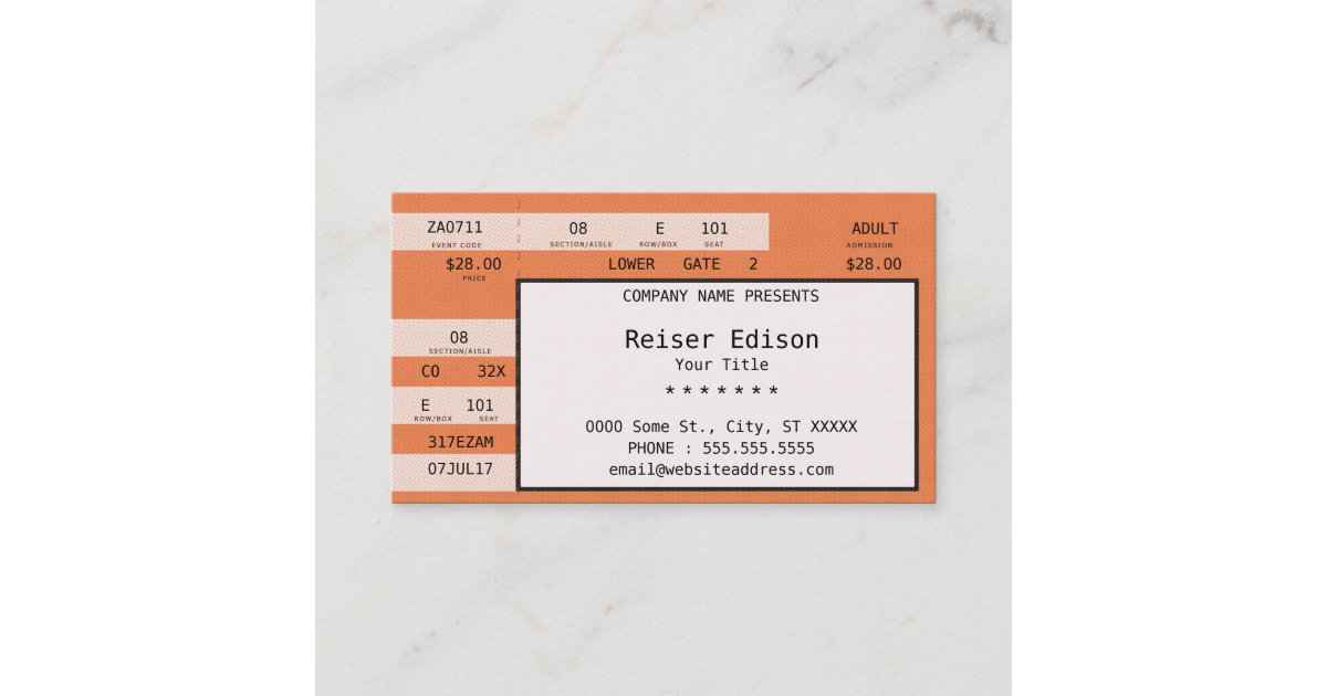 orange concert ticket | Zazzle