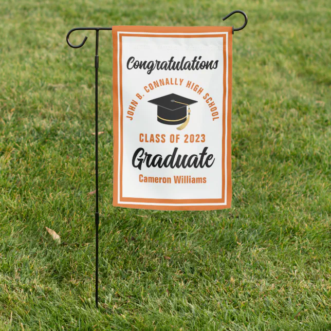 Orange Congratulations Graduate Custom 2023 Party Garden Flag | Zazzle