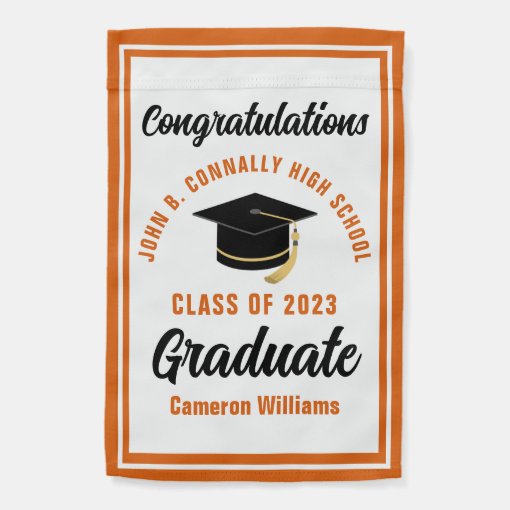 Orange Congratulations Graduate Custom 2023 Party Garden Flag | Zazzle