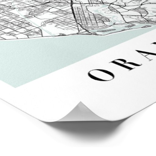 Orange County California Blue Water Street Map Poster | Zazzle