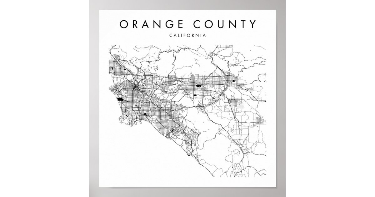 Orange County California Minimal Modern Street Map Poster | Zazzle