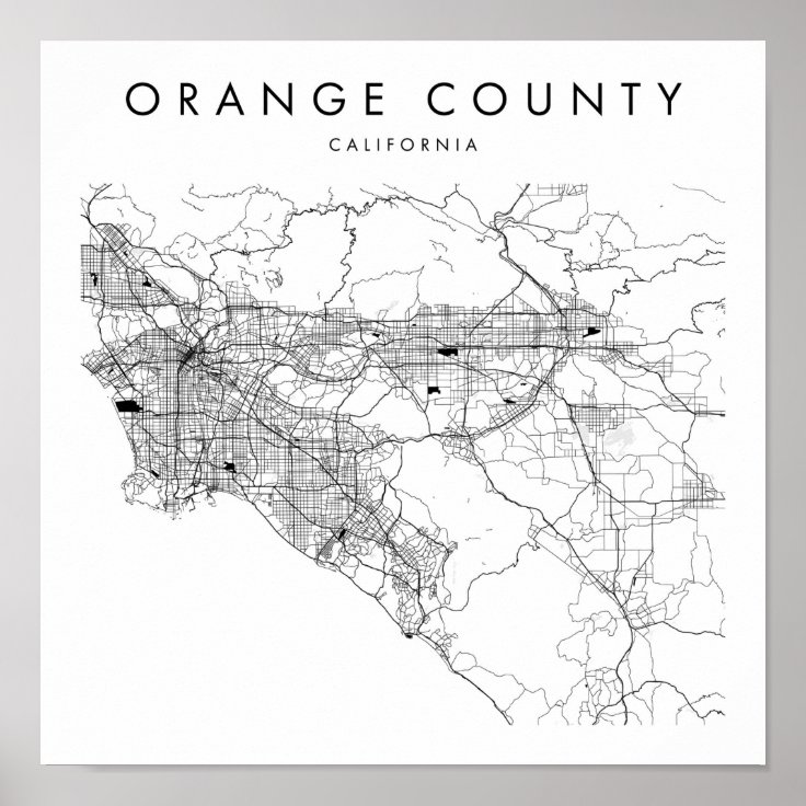 Orange County California Minimal Modern Street Map Poster | Zazzle