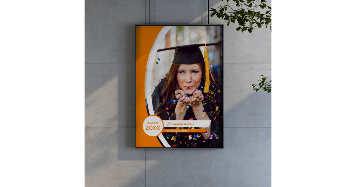 Orange Curved Frame Photo Graduation Poster | Zazzle