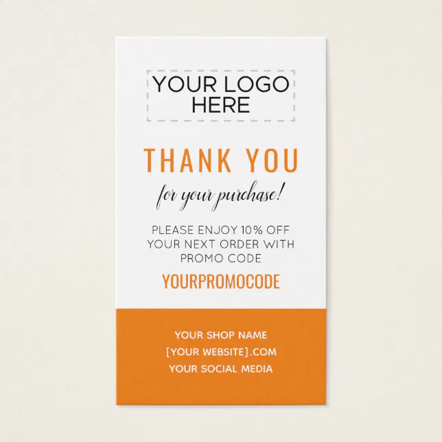 Orange Custom Promo Code Discount Card | Zazzle