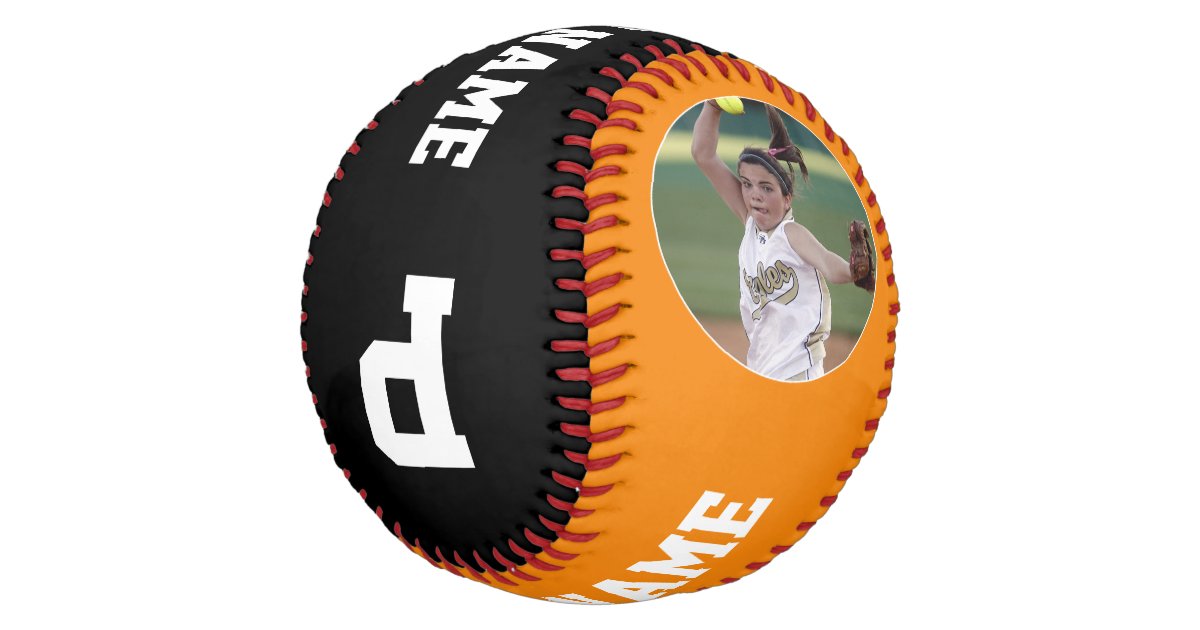 Orange Custom Softball Player Photo Name & Number | Zazzle