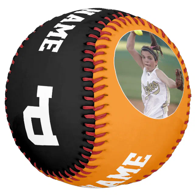 Orange Custom Softball Player Photo Name & Number | Zazzle