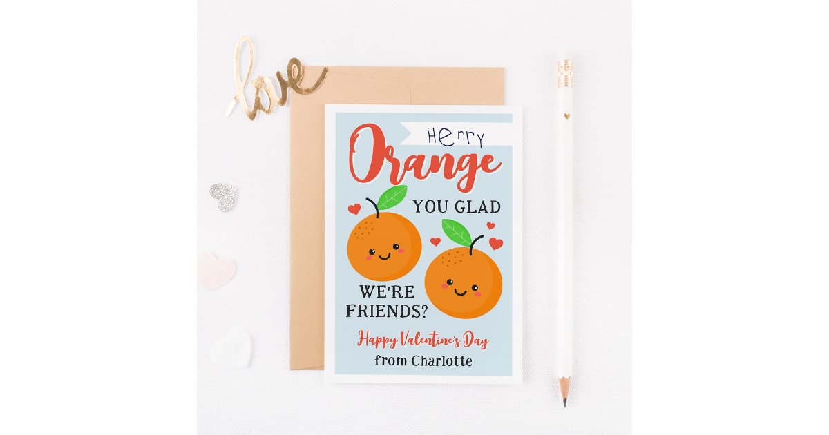 Orange Cuties Classroom Valentine's Day Card | Zazzle