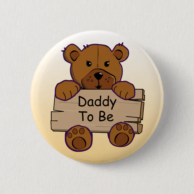 Orange Daddy To Be Teddy Bear Baby Shower Button | Zazzle