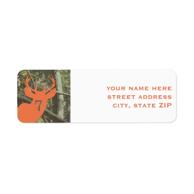 Orange Deer Hunting Birthday Party Address Labels | Zazzle