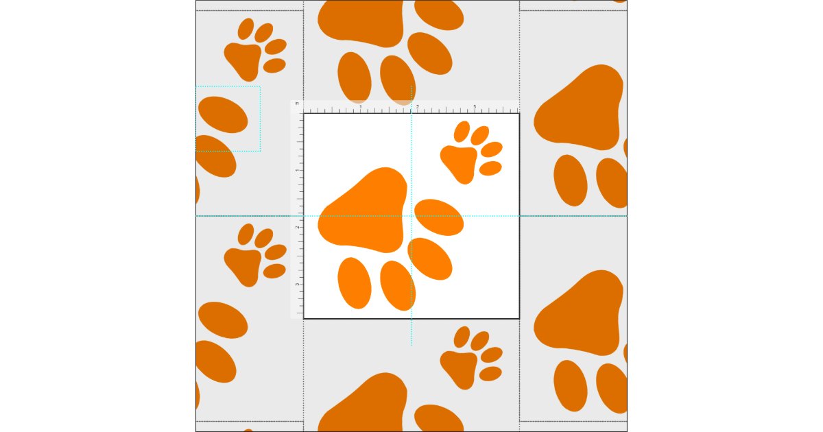 orange dog paw print pattern fabric | Zazzle