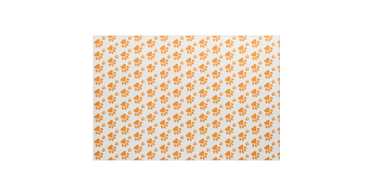 orange dog paw print pattern fabric | Zazzle