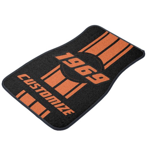 Orange Double Race Stripes | Personalize Car Floor Mat | Zazzle
