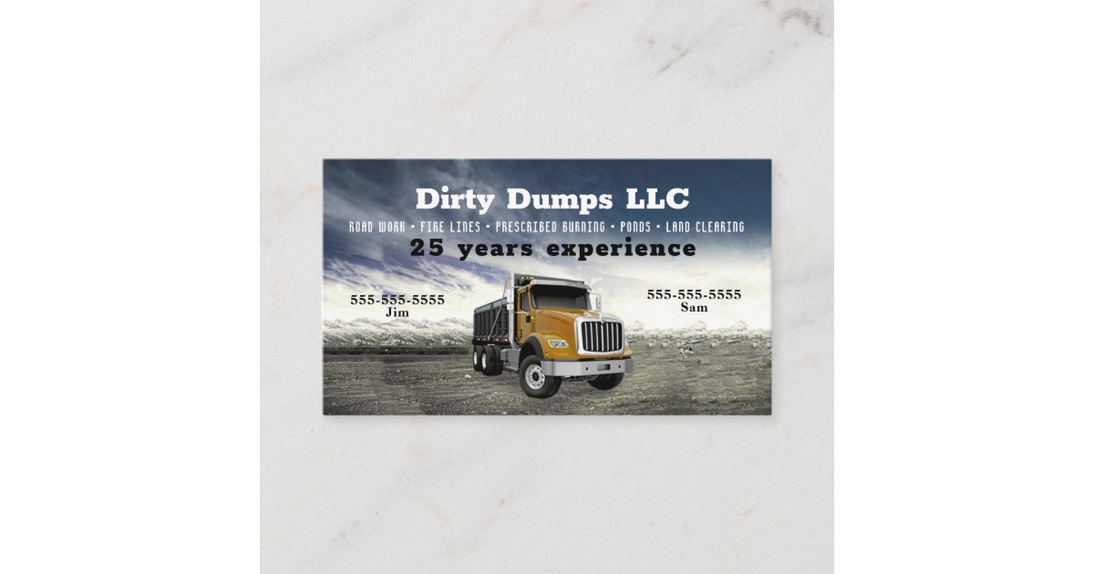 Orange Dump Truck Business Card | Zazzle
