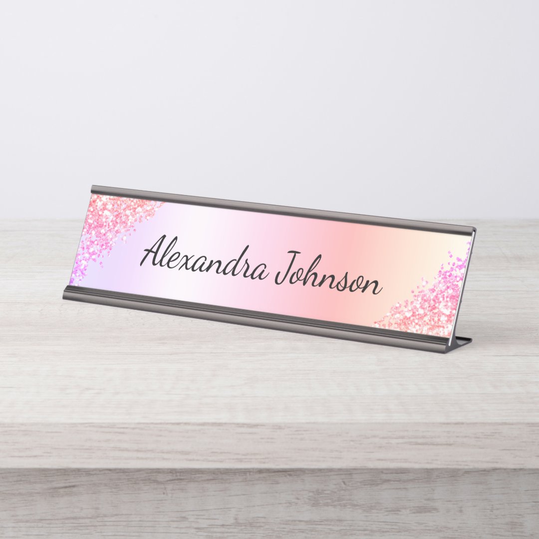 Orange Elegant Modern Professional Office Desk Name Plate | Zazzle
