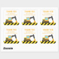 Orange Excavator Construction Kids Party Birthday Square Sticker | Zazzle