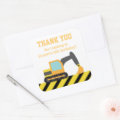 Orange Excavator Construction Kids Party Birthday Square Sticker | Zazzle