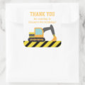 Orange Excavator Construction Kids Party Birthday Square Sticker | Zazzle
