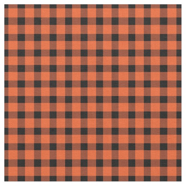 Green and Orange Fall Plaid Fabric | Zazzle