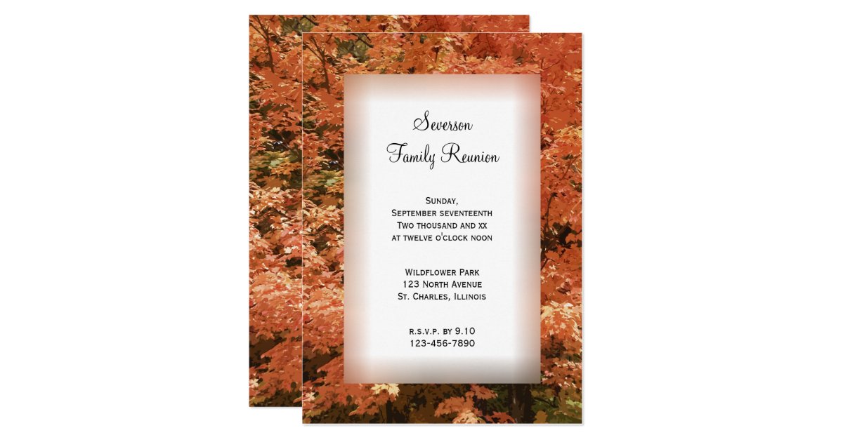 Orange Fall Leaves Family Reunion Invitation | Zazzle.com