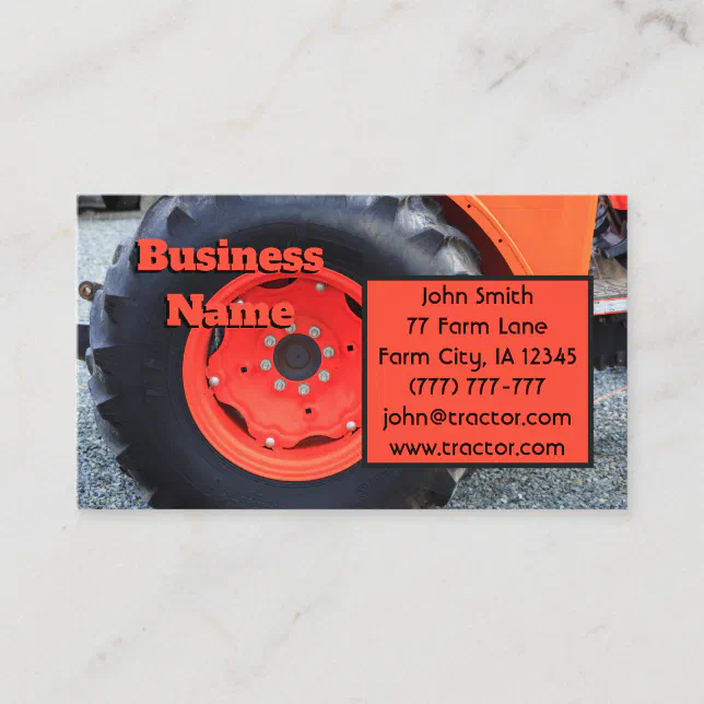 Orange Farm Tire Business Card | Zazzle