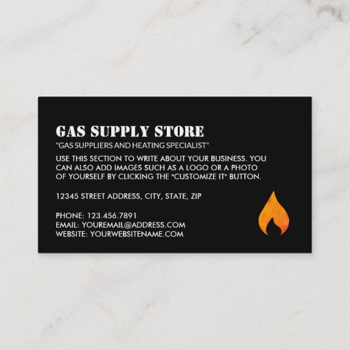 Orange Flame, Gas Engineer & Supplier Business Card | Zazzle