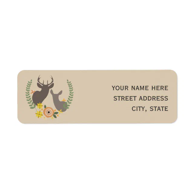Orange Floral Deer Address Label | Zazzle