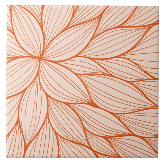 Orange Floral Design Ceramic Tile | Zazzle.com