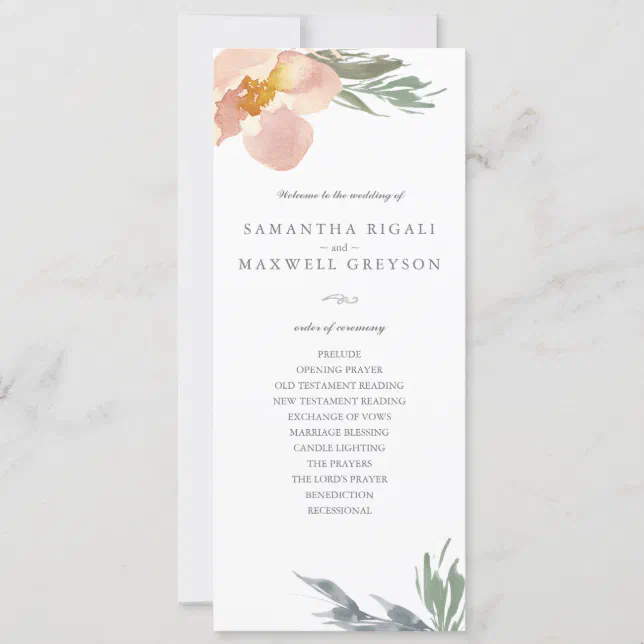 Orange Floral Tea Length Wedding Program | Zazzle
