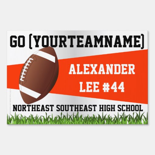 Orange Football Yard Sign, Custom Name/School Yard Sign | Zazzle