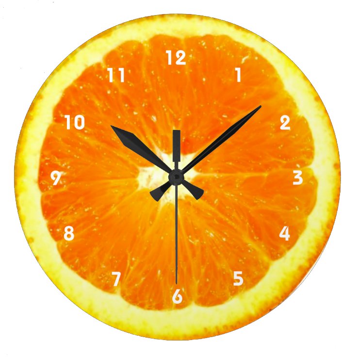 Orange fruit Clock with numbers | Zazzle