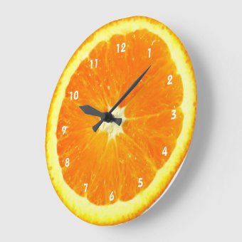 Orange fruit Clock with numbers | Zazzle
