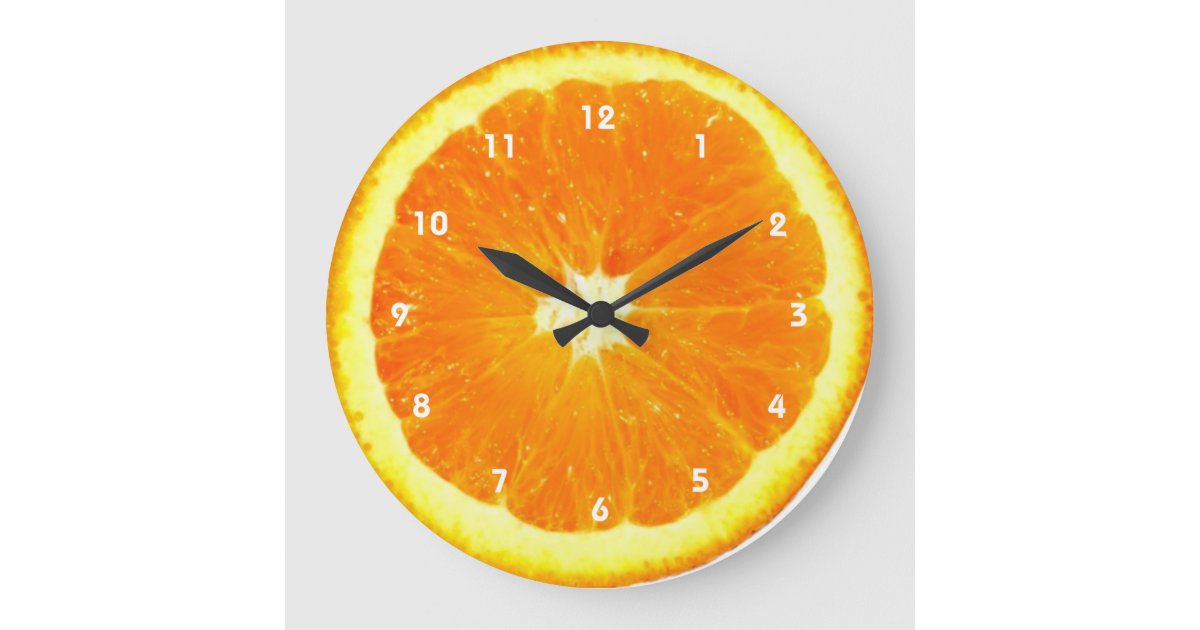Orange fruit Clock with numbers | Zazzle