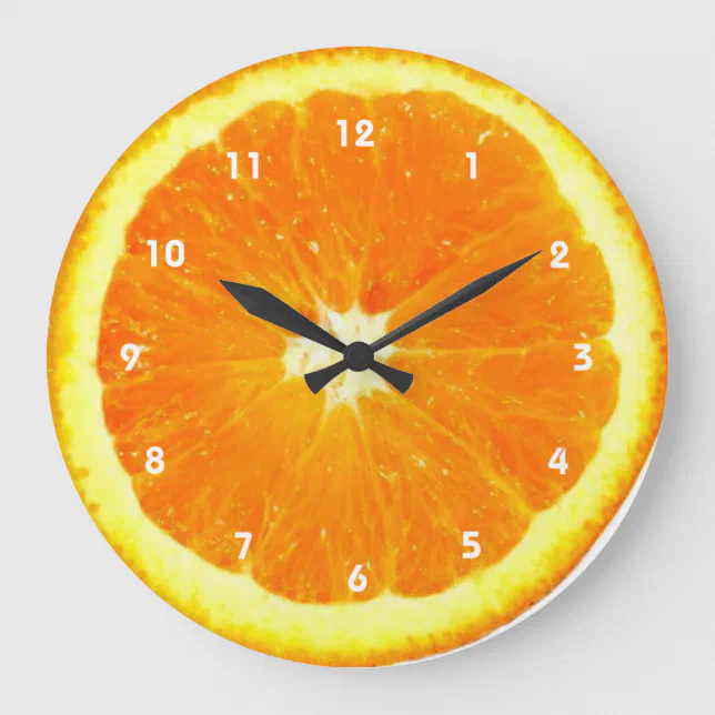Orange fruit Clock with numbers | Zazzle