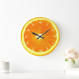 Orange fruit Clock with numbers | Zazzle