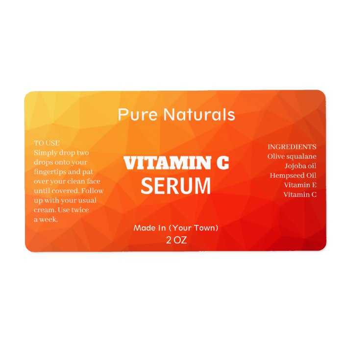 Orange Geometric Vitamin C Serum Product Labels | Zazzle.com