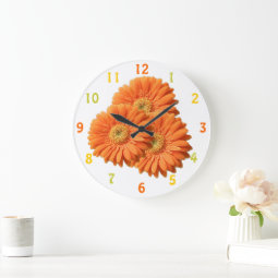 Orange Gerbera Daisies Clock | Zazzle