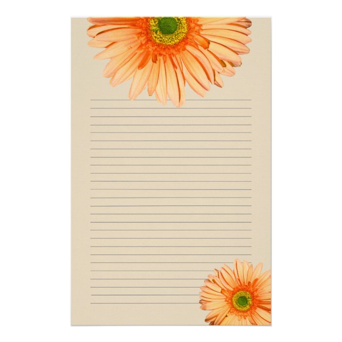 Orange Gerbera Daisy Lined Personal Writing Paper | Zazzle.com