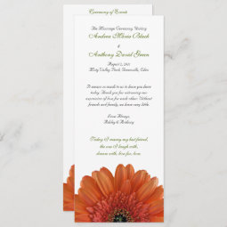 Orange Gerbera Daisy Wedding Program | Zazzle