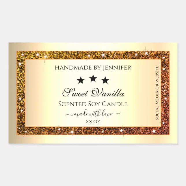 Orange Glitter Sparkle Product Labels Gold Effect | Zazzle