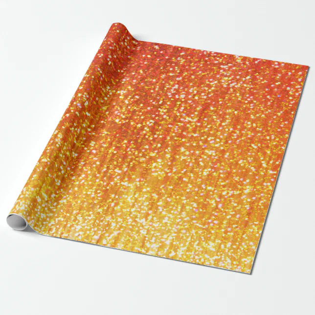 Orange Glitter Wrapping Paper | Zazzle