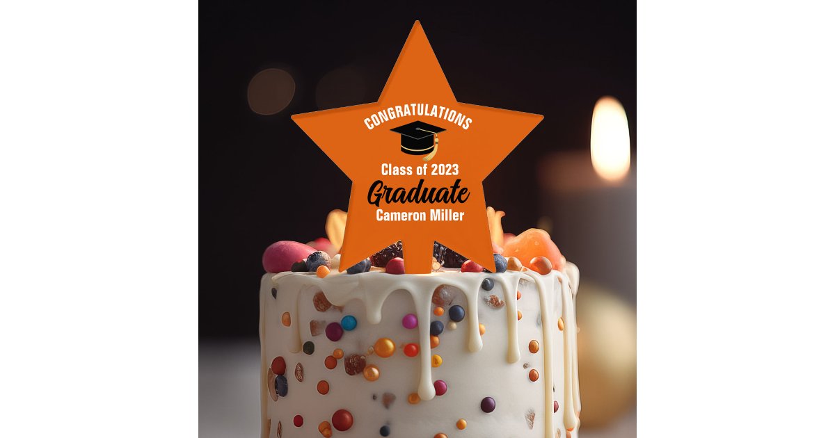 Orange Graduate Personalized 2024 Graduation Party Cake Topper | Zazzle