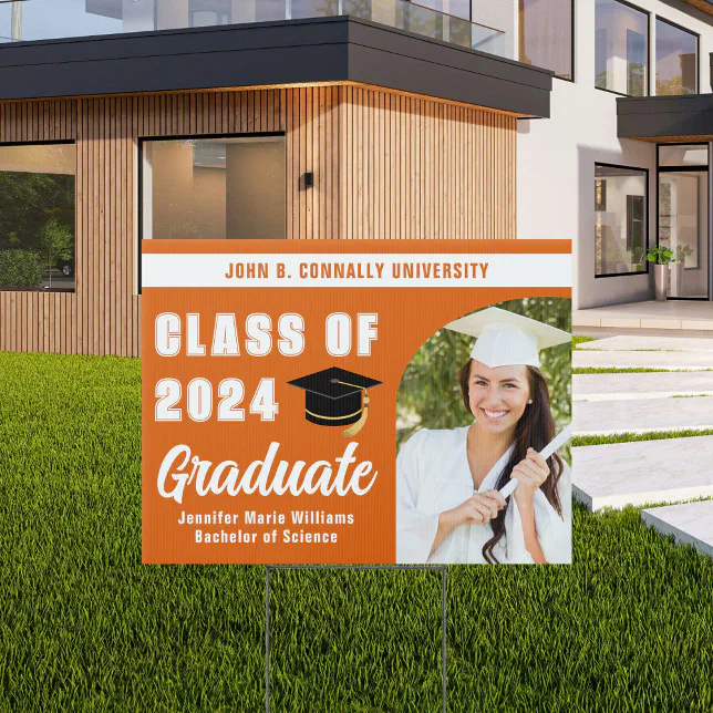 Orange Graduate Photo Arch 2025 Graduation Yard Sign | Zazzle