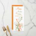 Orange, Green, and White Floral Menu Card | Zazzle