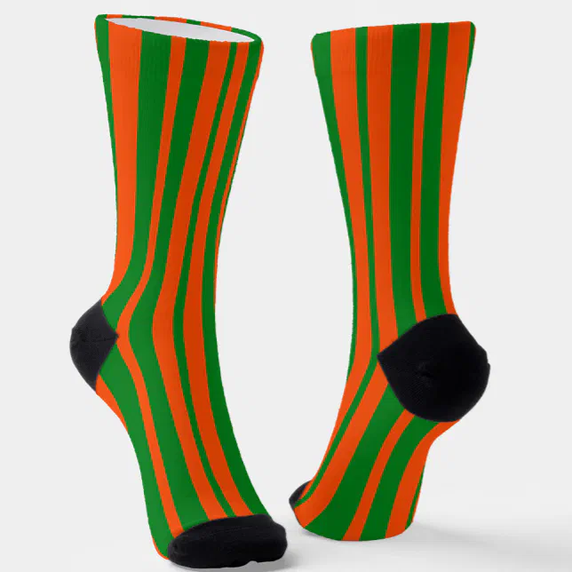 Orange Green Stylish Stripes Pattern Design Socks | Zazzle