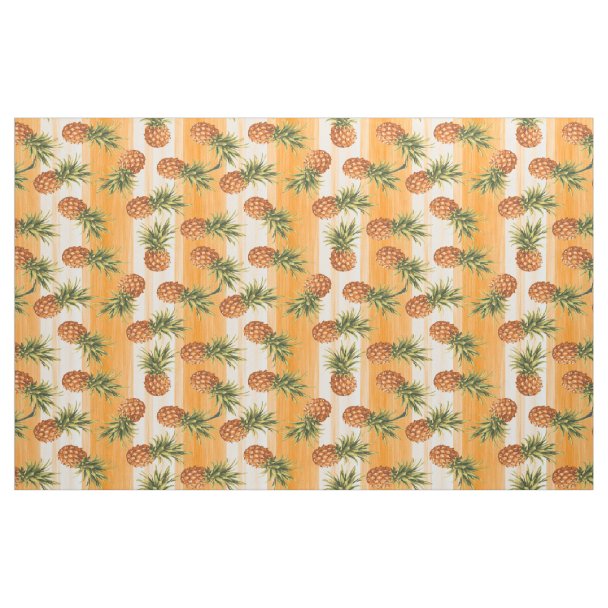 Watercolor colorful modern pineapple pattern fabric | Zazzle