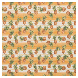Watercolor colorful modern pineapple pattern fabric | Zazzle